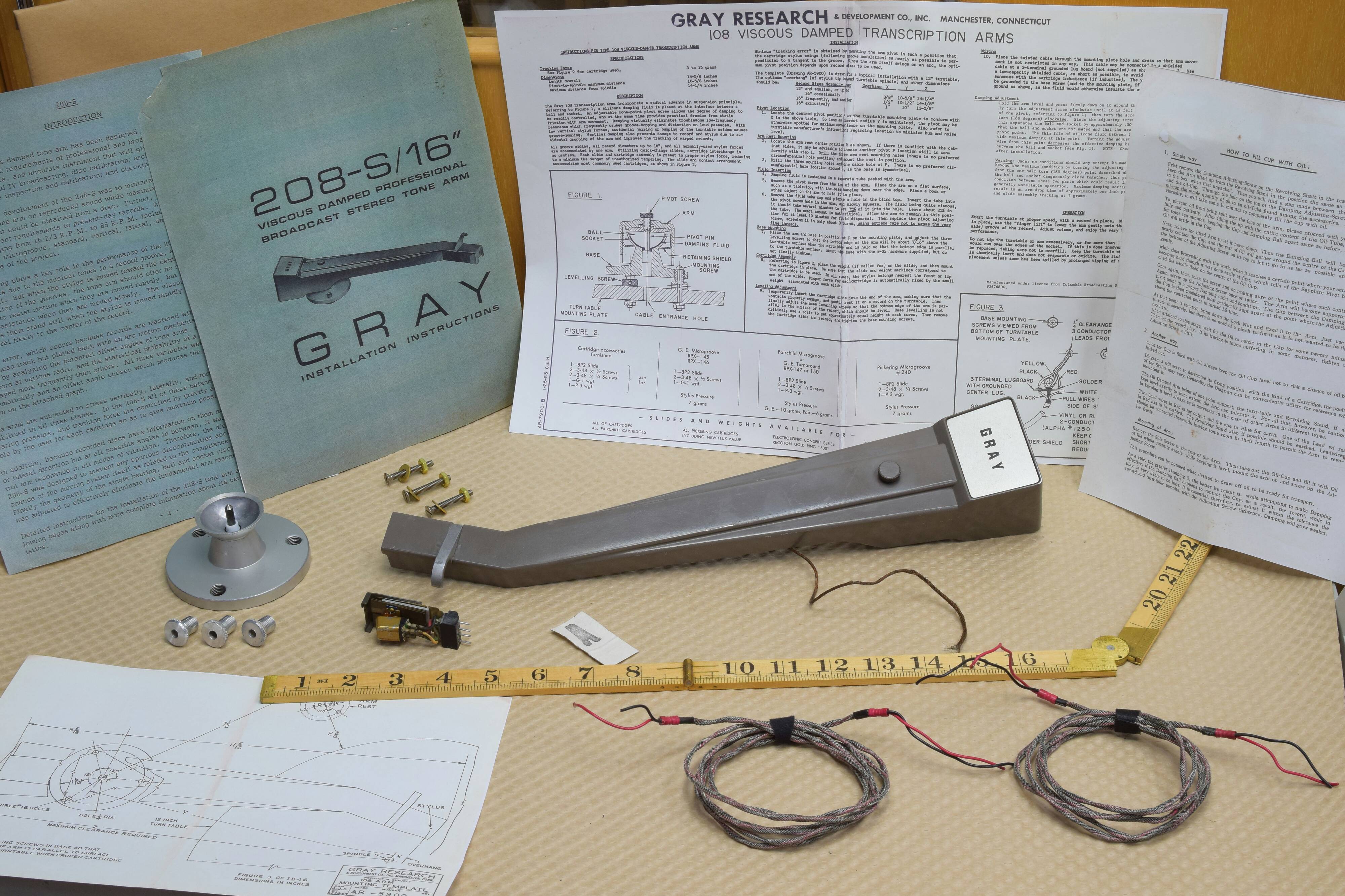Gray Research 16" Transcription Arm 106SP 108 208 Viscous