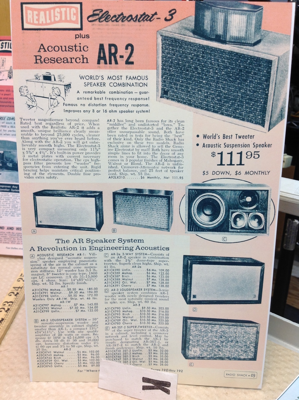 vintage Electrostatic tweeter for AR 1 AR 3 speakers Janzen Realistic ...
